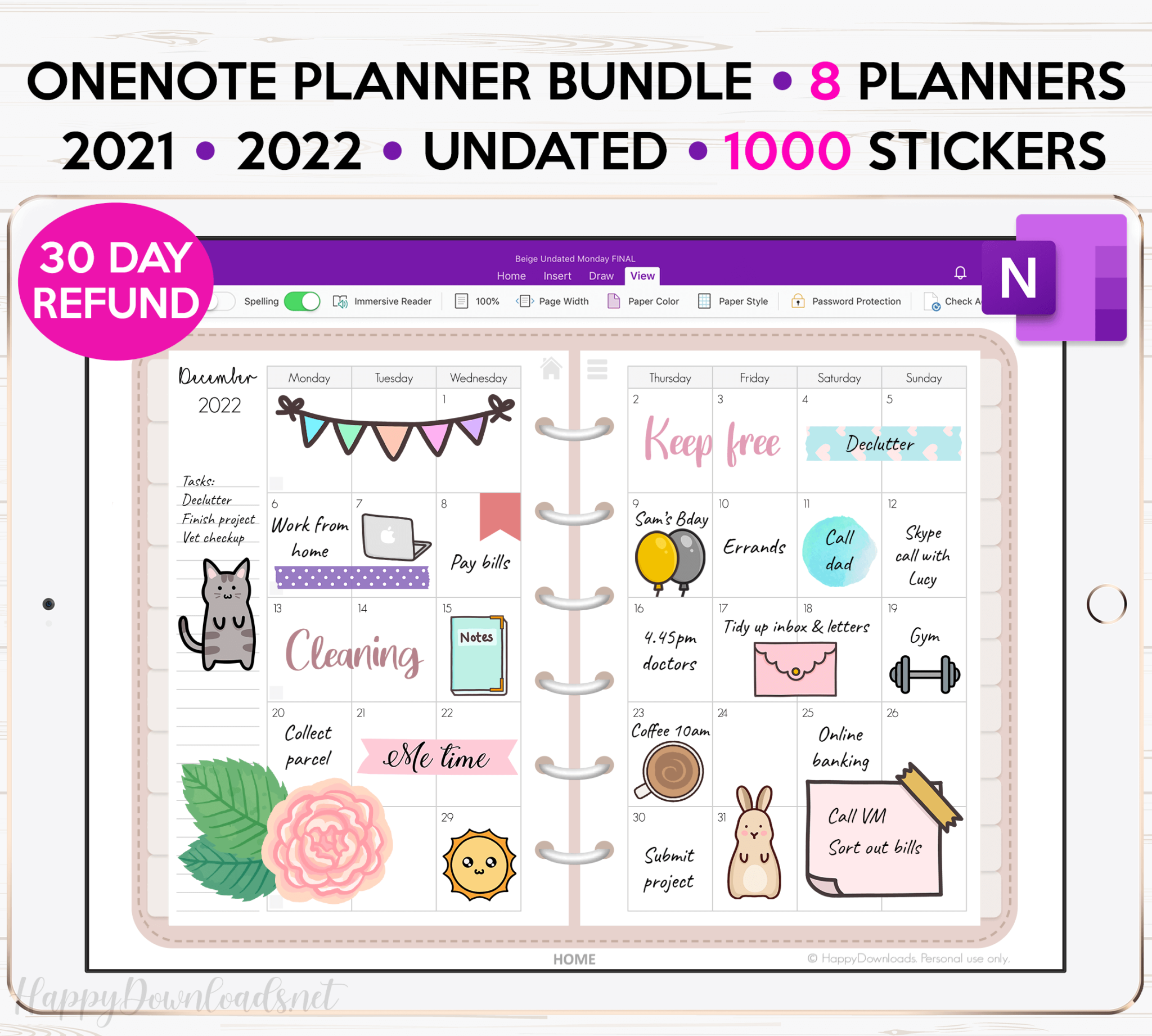 Digital Daily Planner | Digital Calendar Planner | HappyDownloads