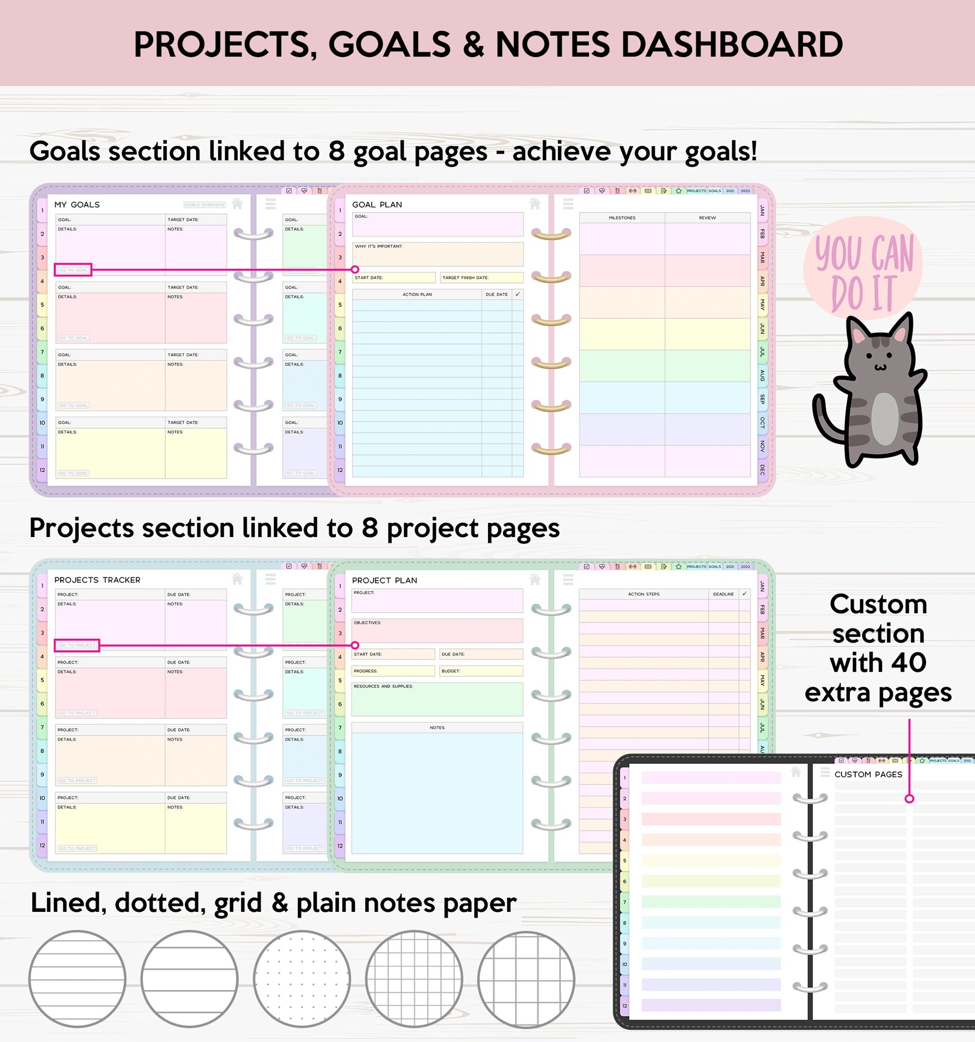 Calendars & Planners Paper Paper & Party Supplies Rainbow digital ...
