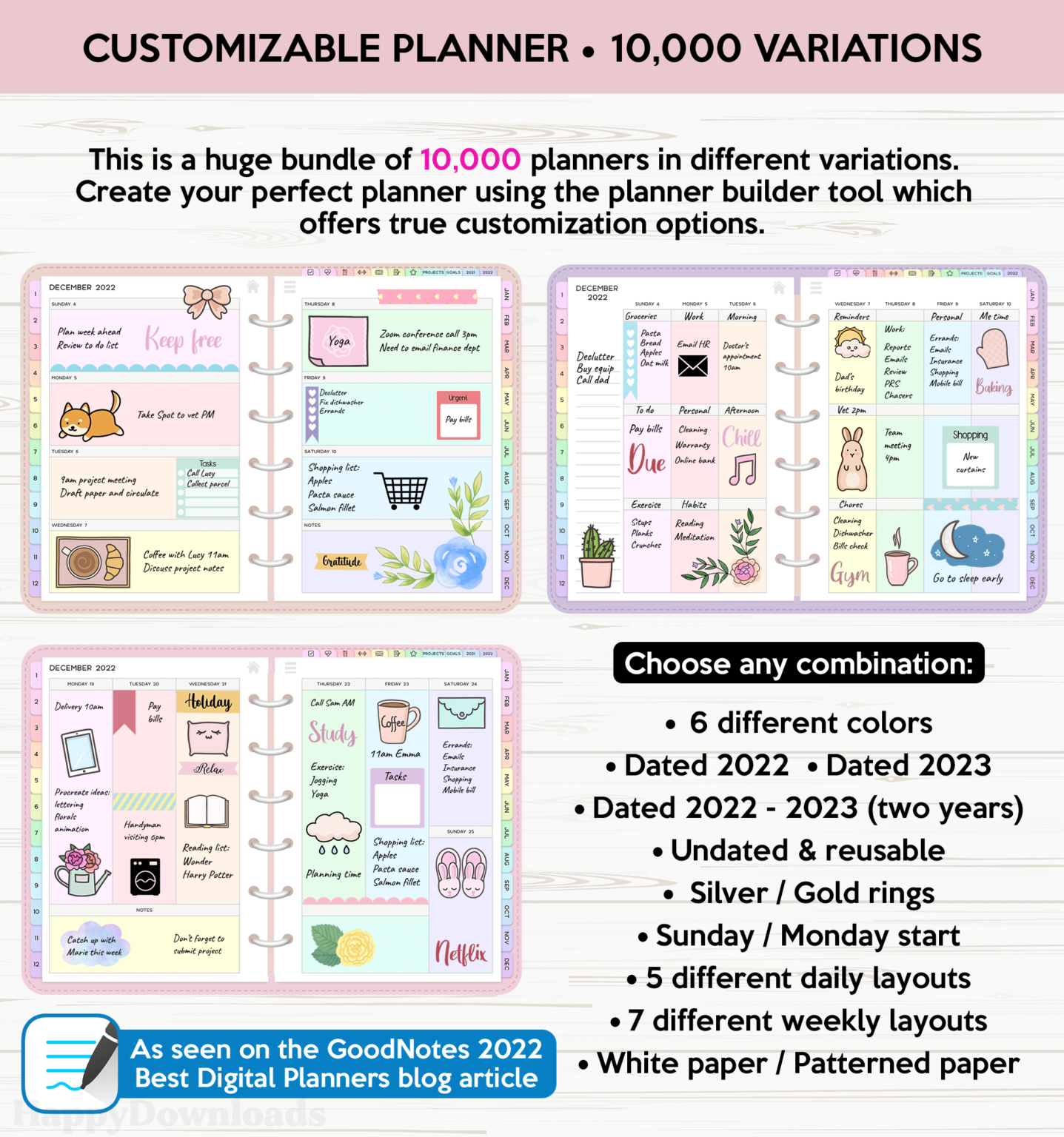 Digital Planner Bundle 2022 2023 Undated iPad Planner & Android