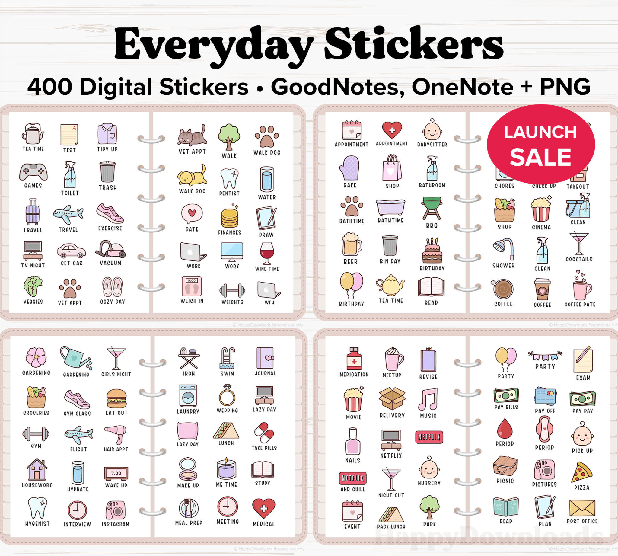 Precropped Digital Planner Stickers for Goodnotes & Other Apps