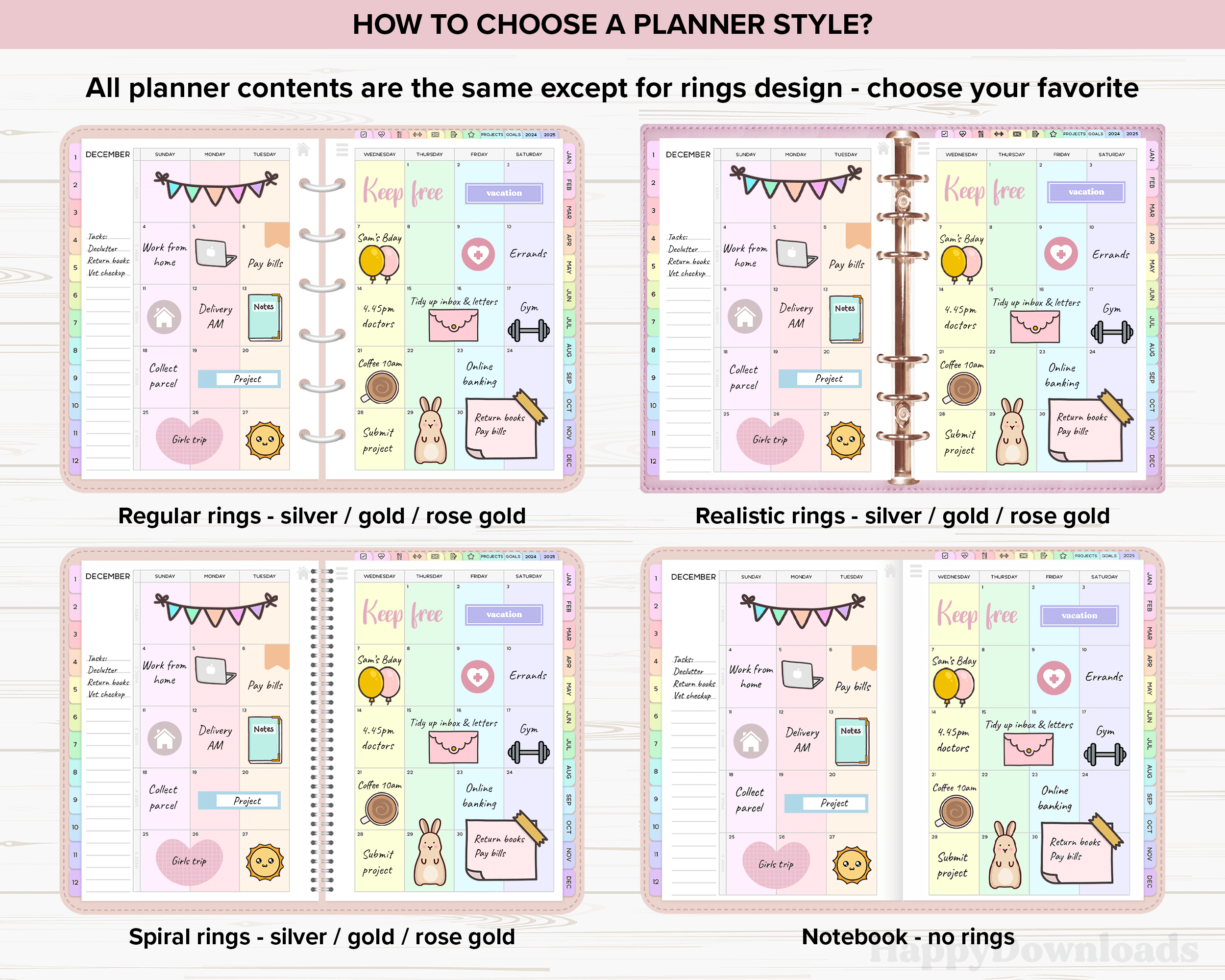 Rainbow digital planner 2023, 2024, Undated - HappyDownloads