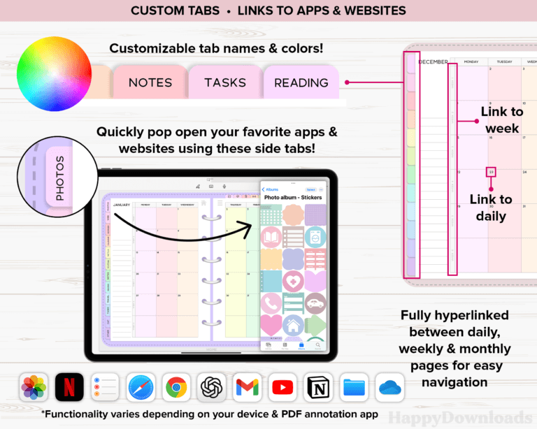 Rainbow digital planner 2026, 2027 & Undated - HappyDownloads